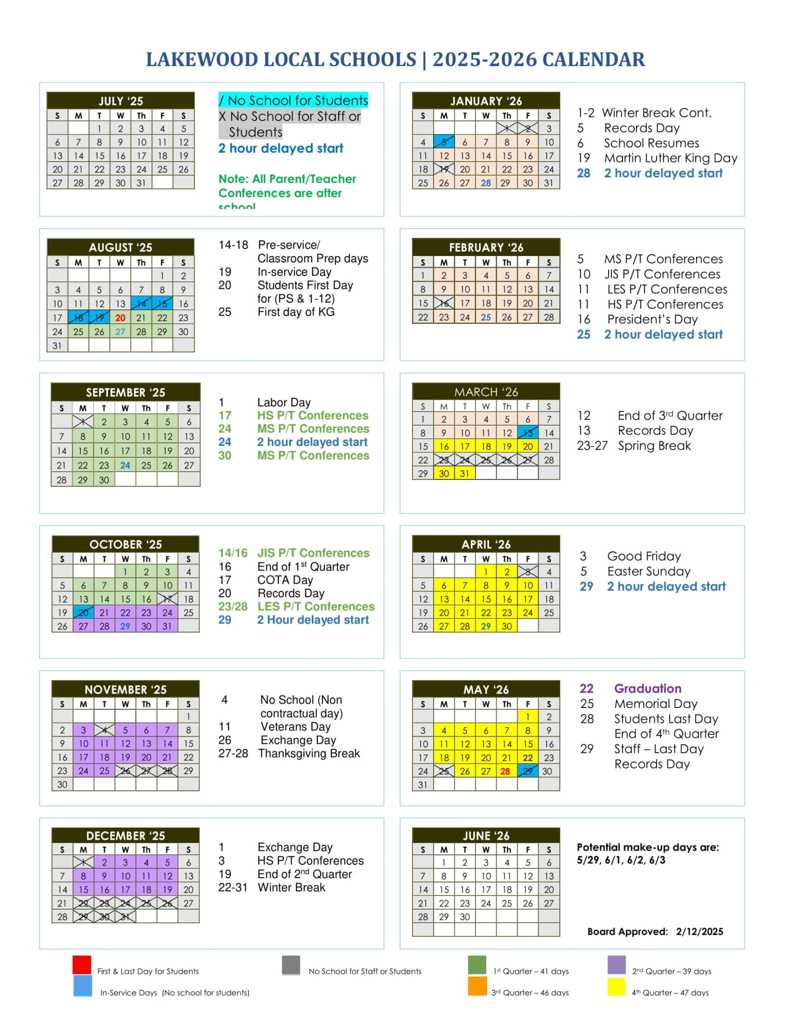 Lakewood Local School District Calendar 25-26 Revised [PDF] - EduCounty