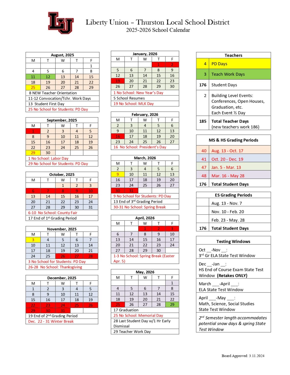 Liberty Union Thurston Local School Calendar 25-26 Revised [PDF ...