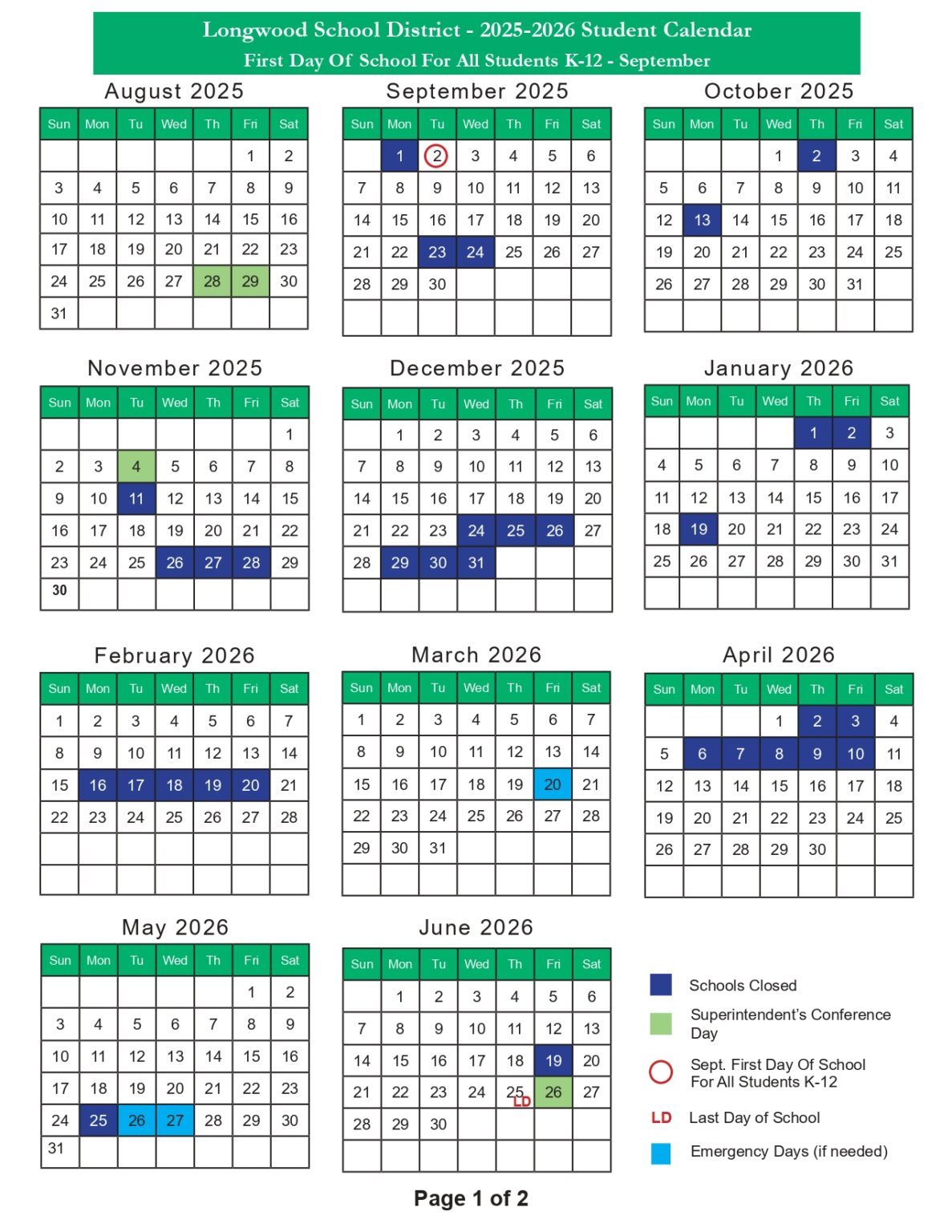 Longwood Central School UFSD Calendar 25-25 revised - EduCounty