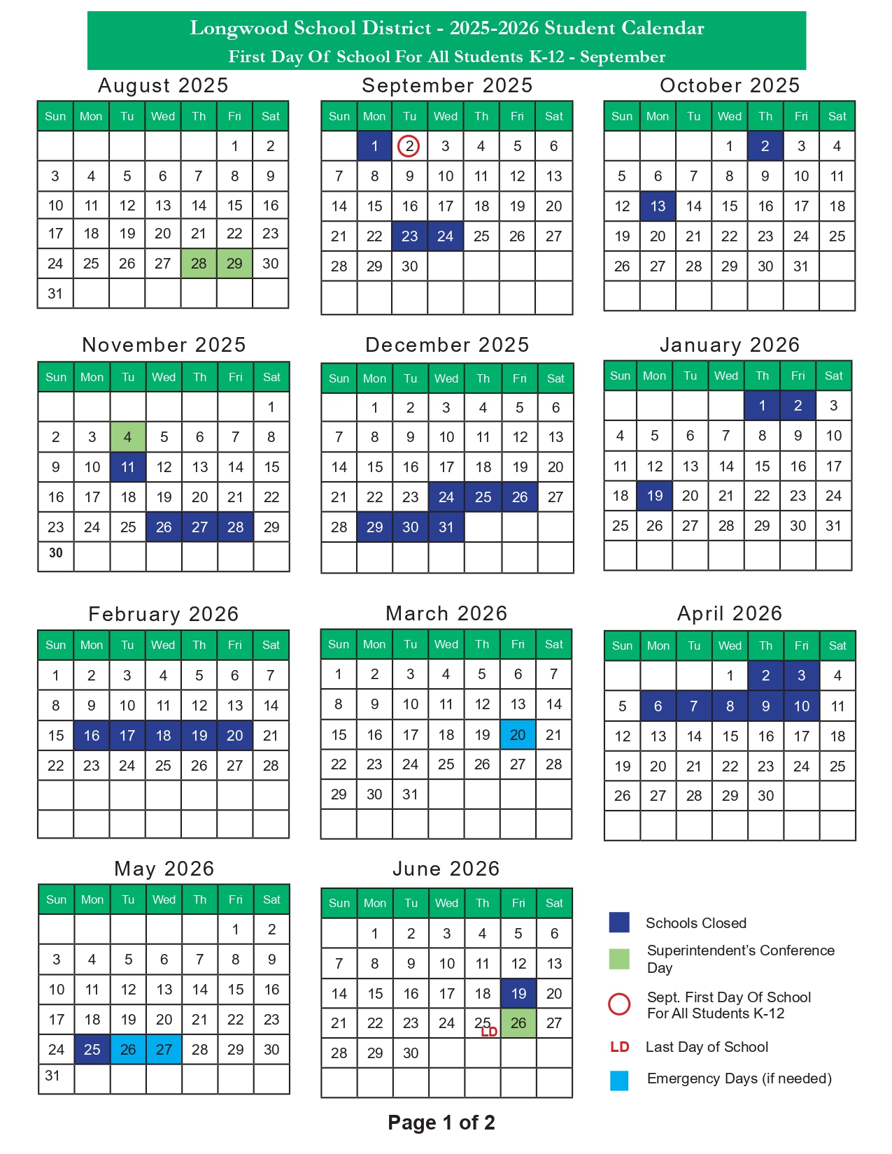 Longwood Central School UFSD Calendar 25-25 revised - EduCounty