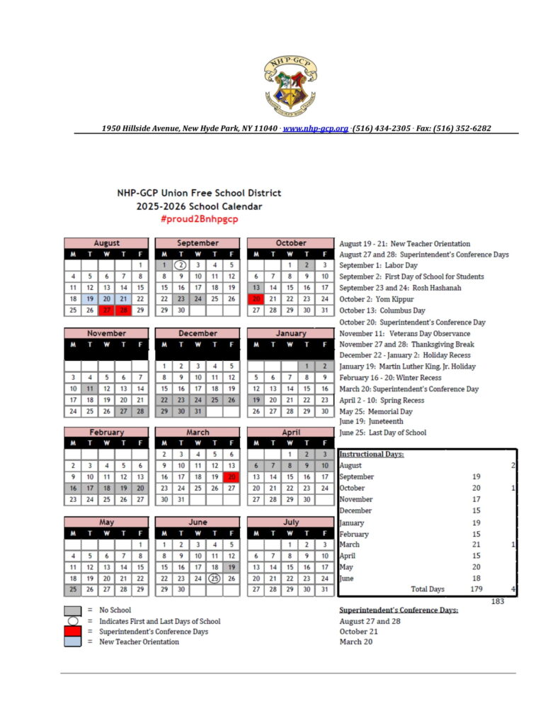 NHP GCP UFSD Calendar 25-26 [PDF] REVISED - EduCounty