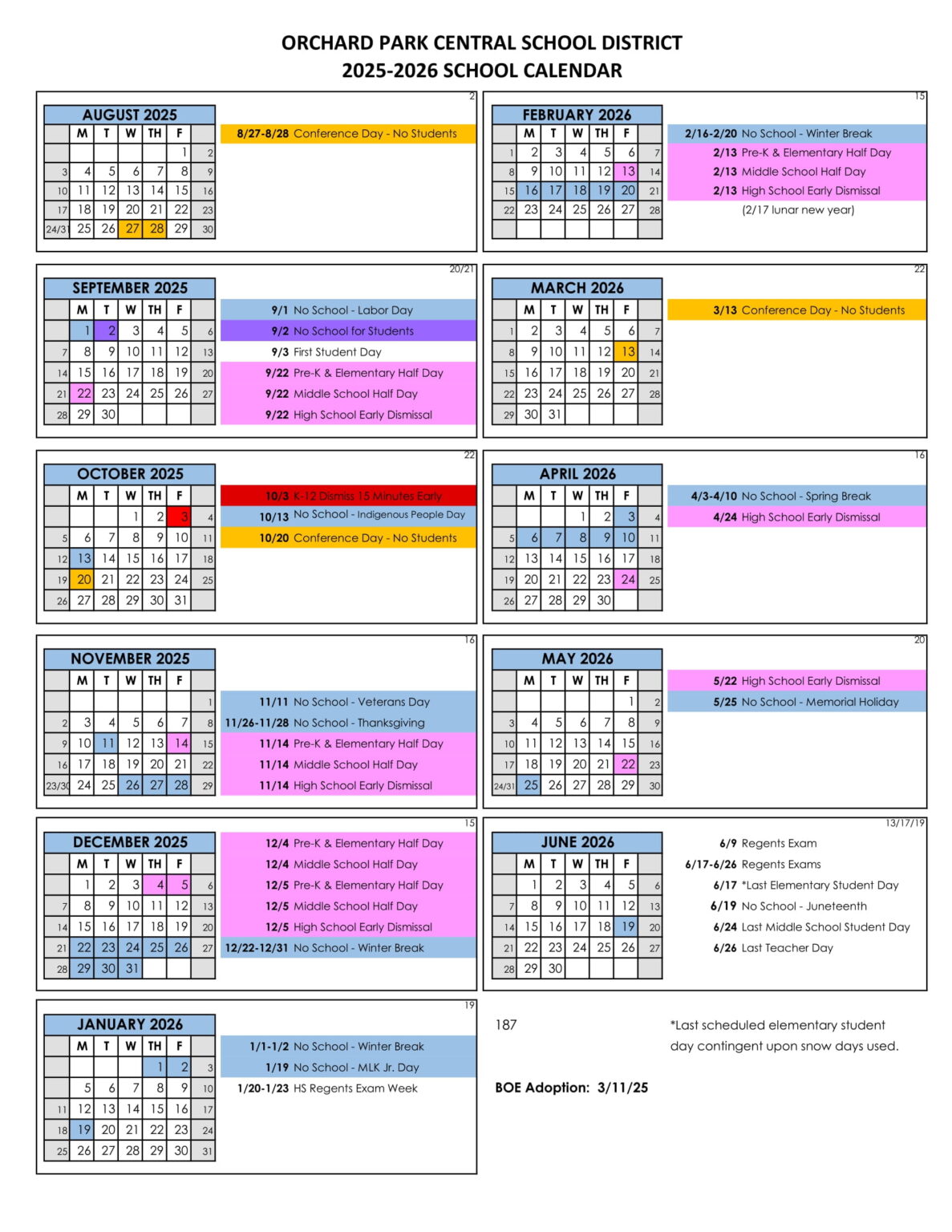 Orchard Park CSD Calendar 25-26 [PDF] REVISED - EduCounty
