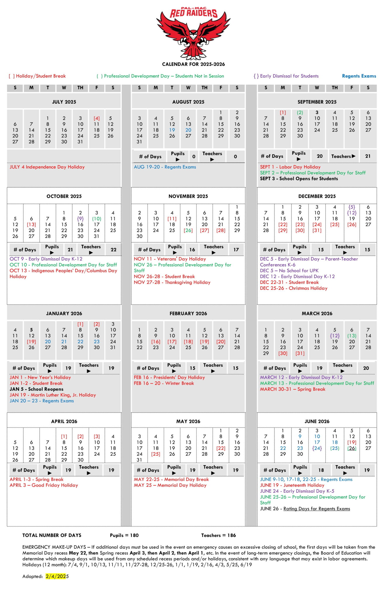 Palmyra-Macedon CSD Calendar 25-26 revised pdf - EduCounty