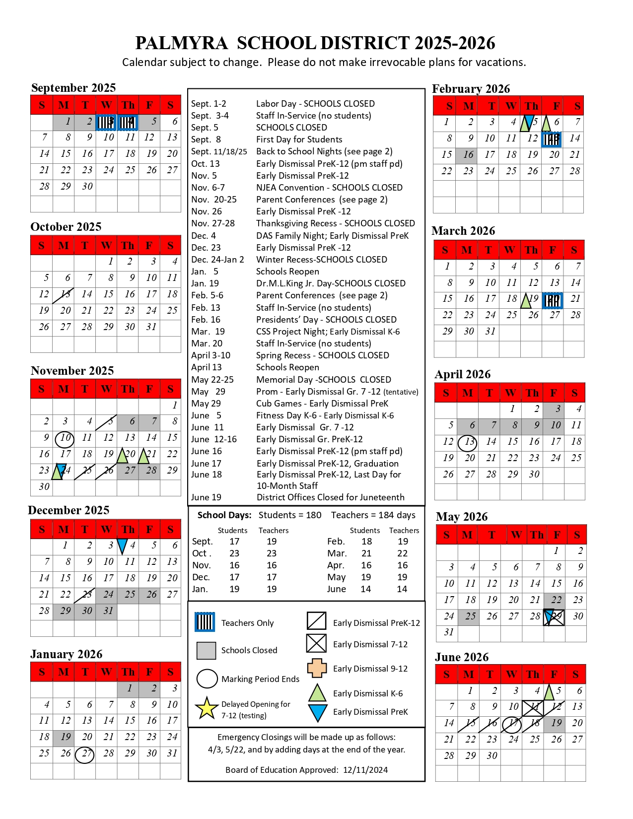 Palmyra School District pa School Calendar 25-26[PDF] revised - EduCounty