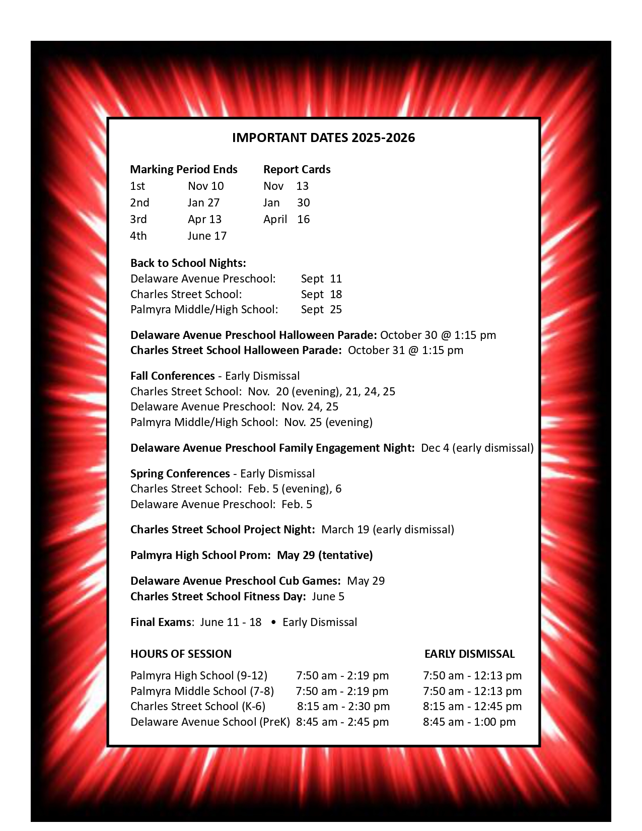 Palmyra School District pa School Calendar 25-26[PDF] revised - EduCounty