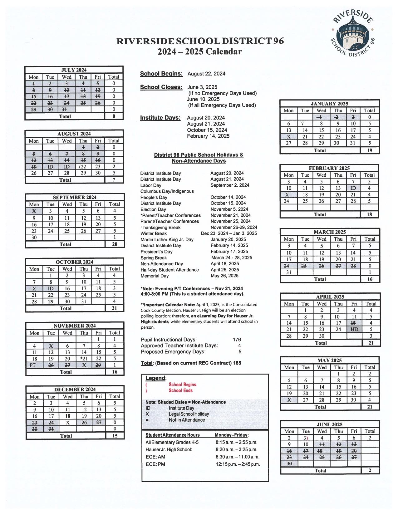 Riverside School District 96 Calendar Revised 25-26 [PDF] - EduCounty