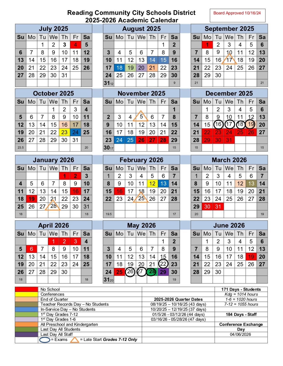 Reading Community City Schools District 25-26 Revised Calendar - EduCounty