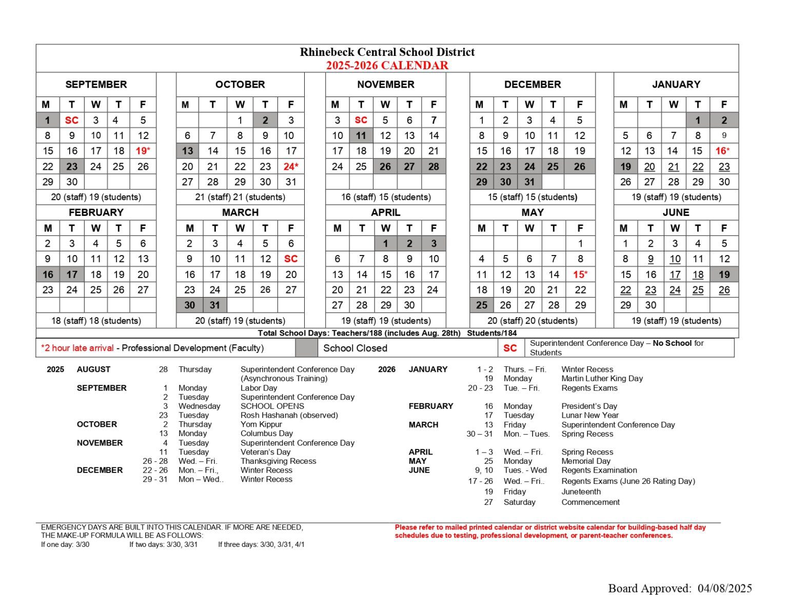 Rhinebeck CSD Calendar 25-26 revised [PDF] - EduCounty