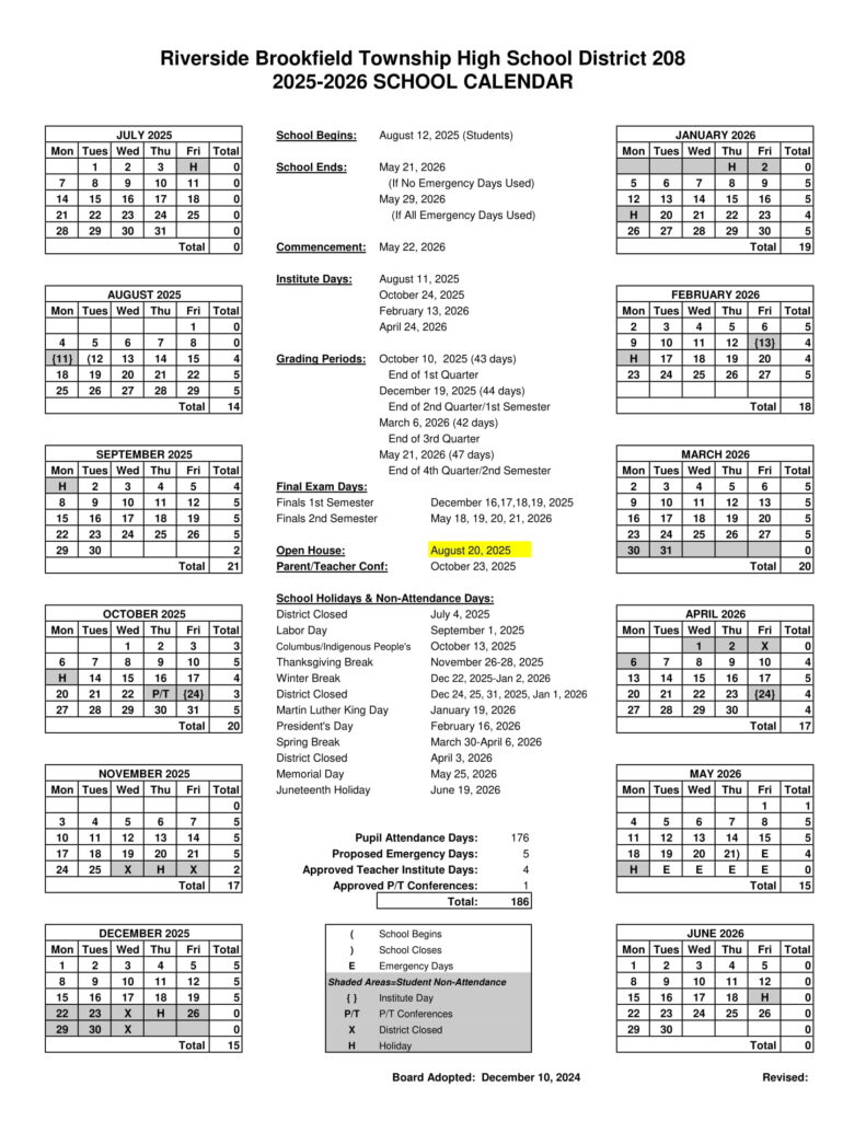Riverside Brookfield RBHS Calendar 25-26 [PDF] revised - EduCounty