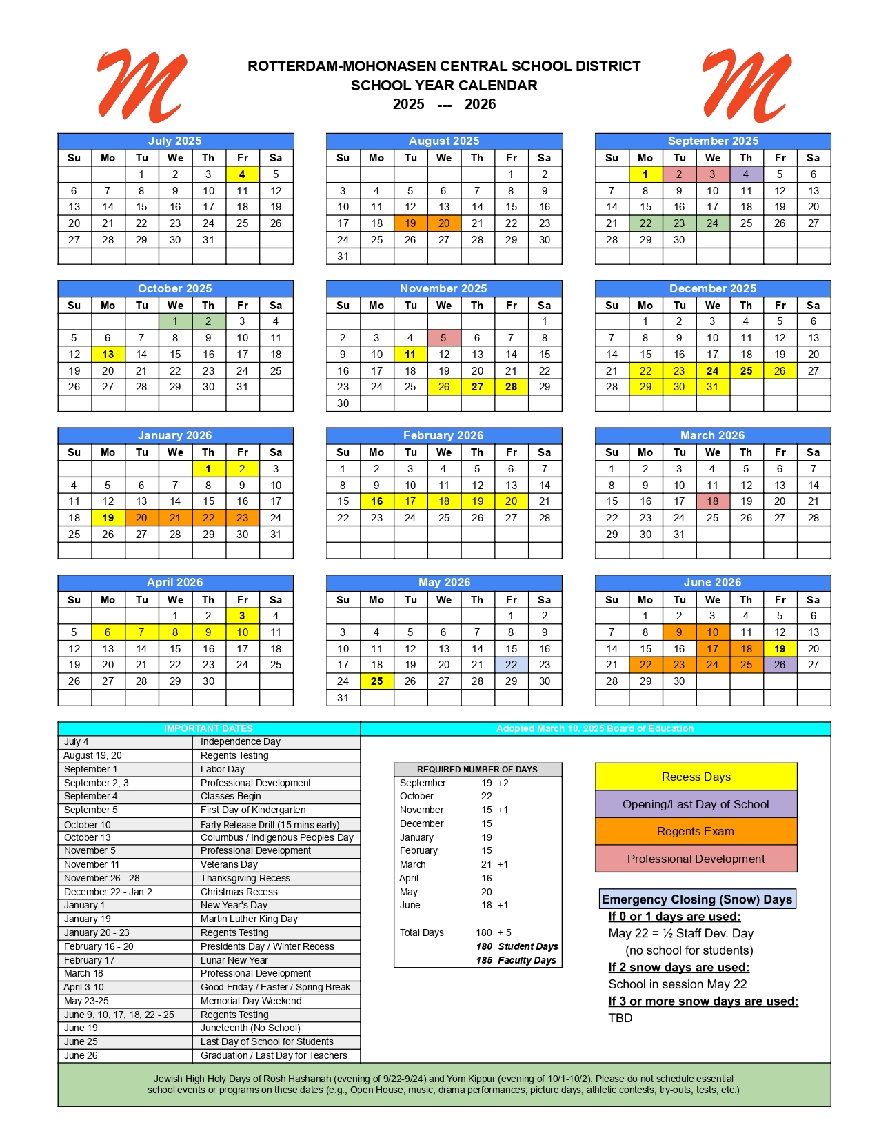 Rotterdam-Mohonasen CSD Calendar 25-26 revised [PDF] - EduCounty