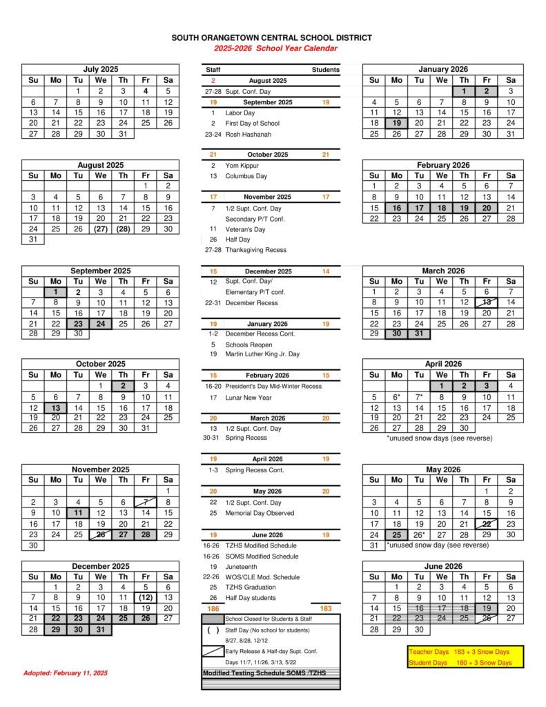 South Orangetown CSD SOCSD 25-26 Calendar pdf revised - EduCounty