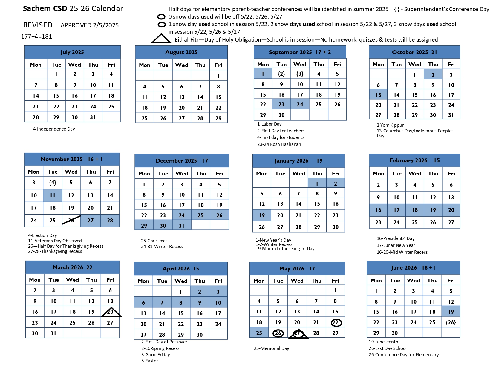Sachem CSD Calendar 25-26 revised [PDF] - EduCounty