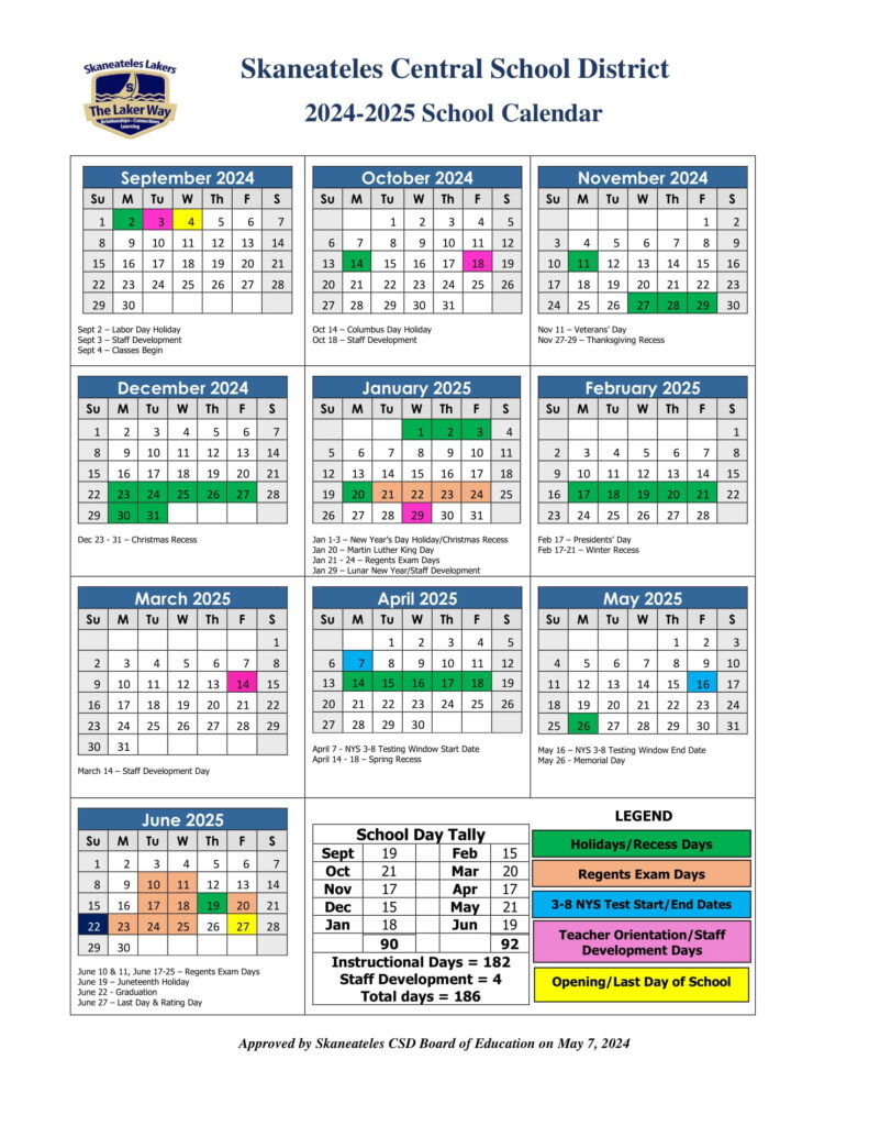 Skaneateles CSD Calendar 25-26 pdf Revised - EduCounty