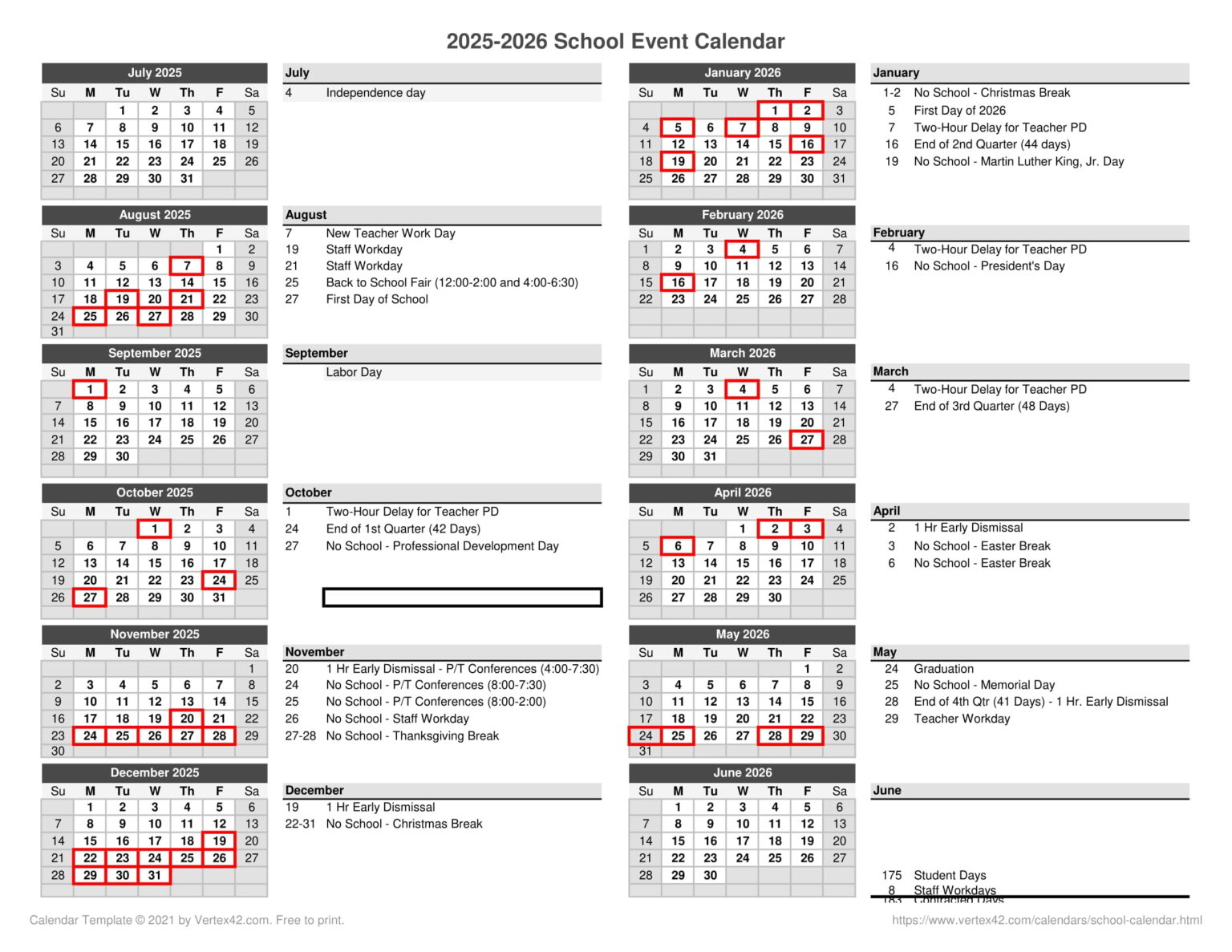 Spencerville local schools Calendar 25-26 Revised [PDF] - EduCounty