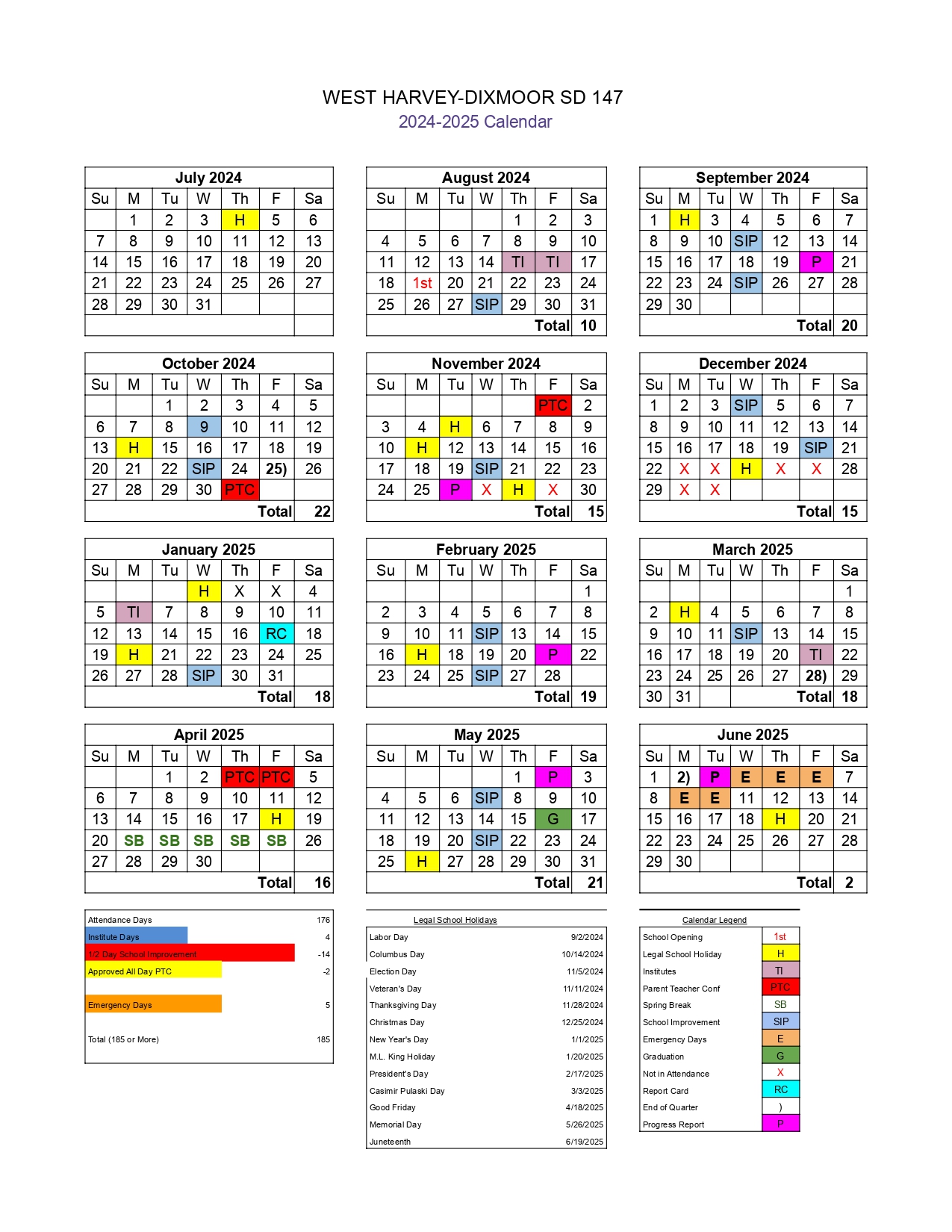 West Hervey-Dixmoor SD 147 Calendar Revised 25-26 [pdf] - EduCounty
