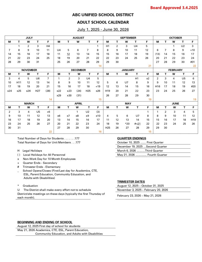 ABC Unified School District Calendar 25-26 Revised [PDF] - EduCounty