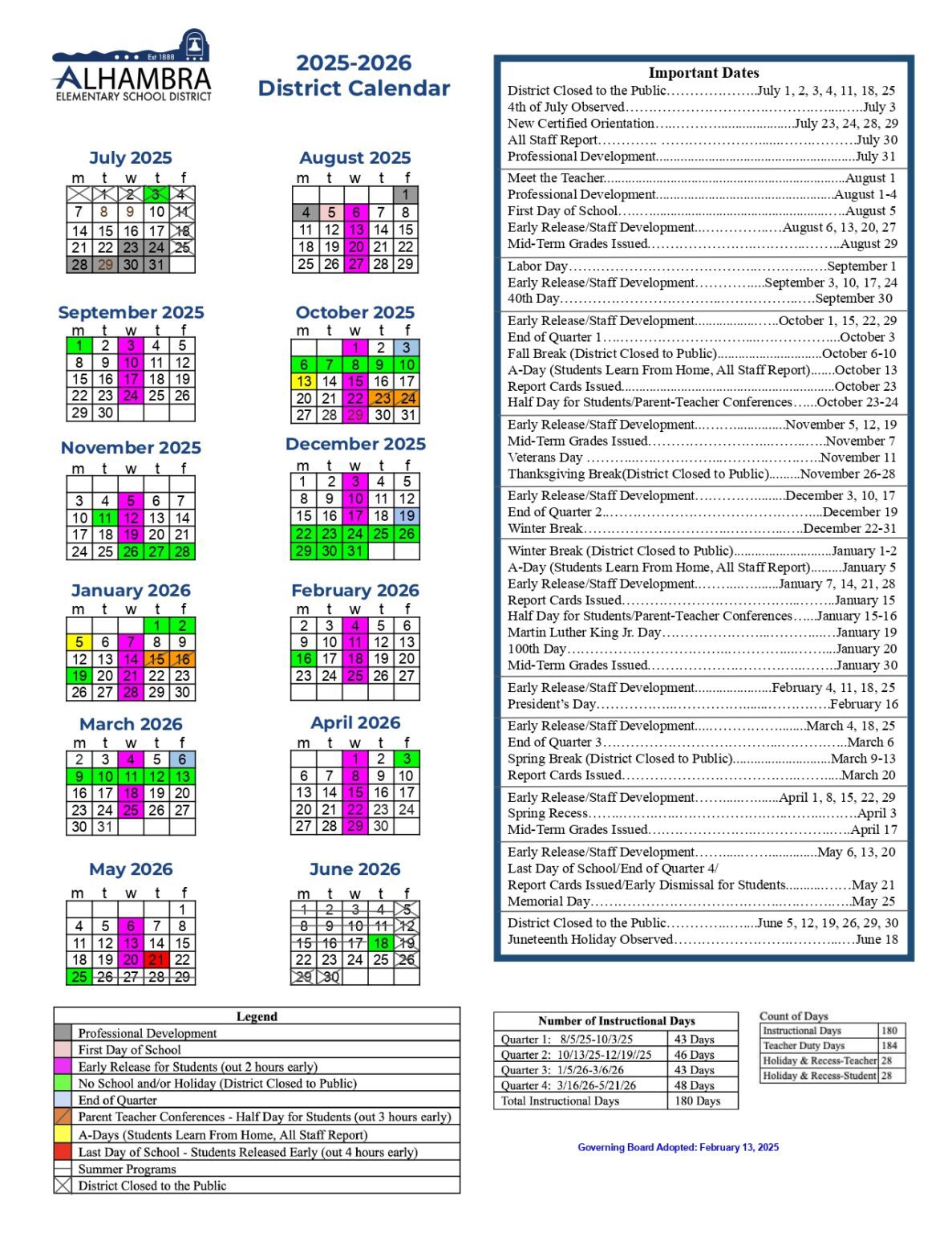 Alhambra Elementary School District AZ Calendar 25-26 Revised [PDF ...