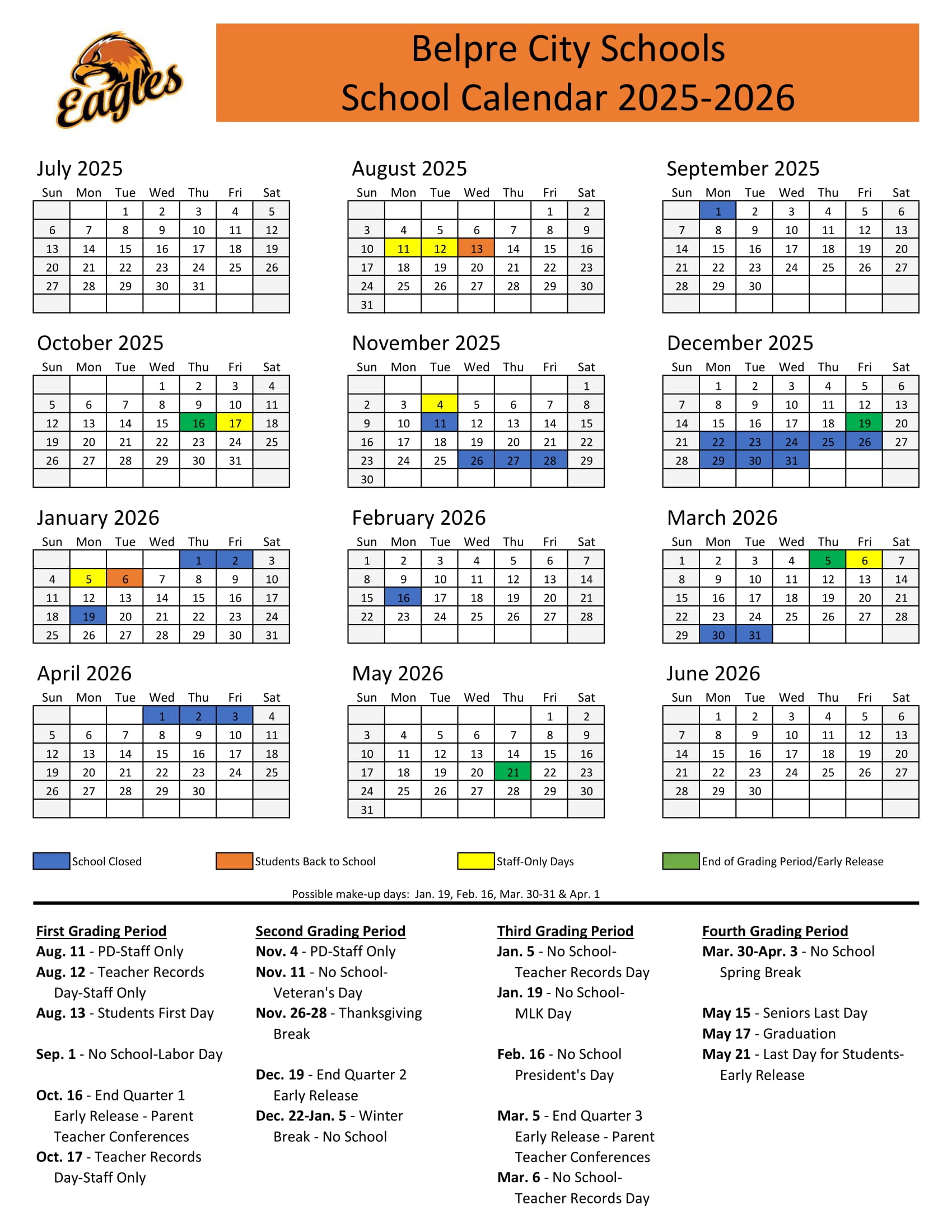 Belpre City schools calendar 25-26 Revised [PDF] - EduCounty