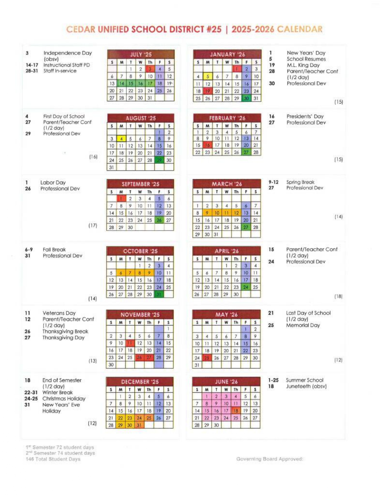 Cedar Unified School District az Calendar 25-26 Revised [pdf] - EduCounty
