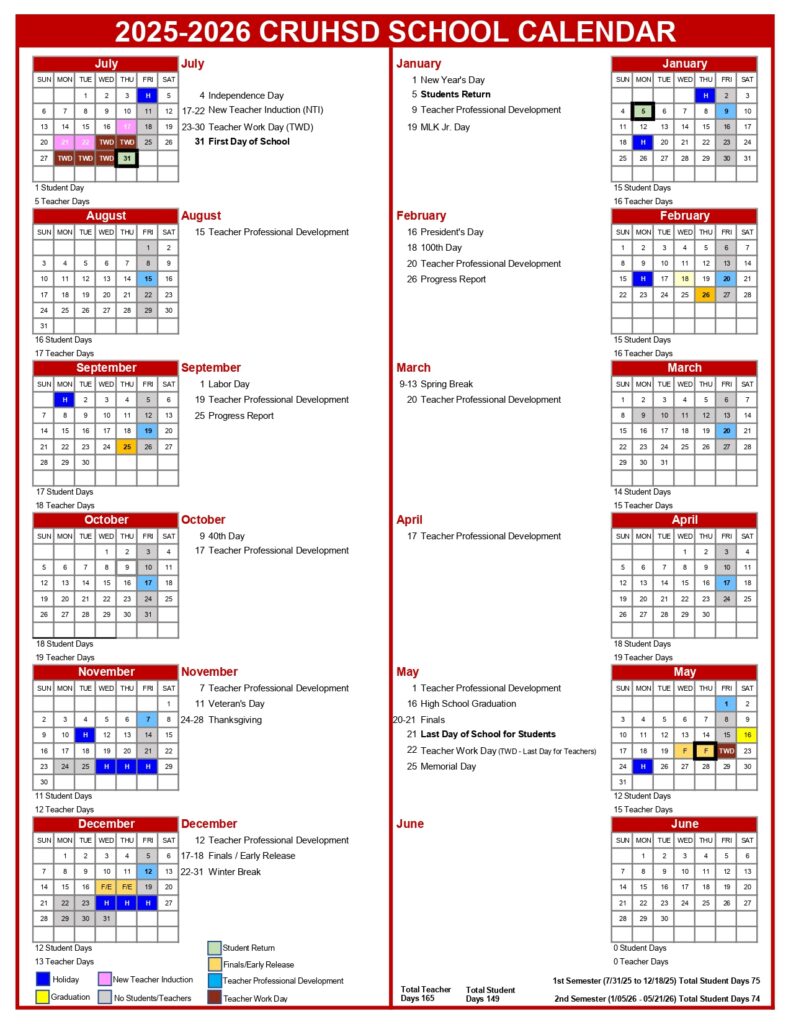 Cruhsd School Colorado River Union Calendar 25-26 Revised [PDF] - EduCounty