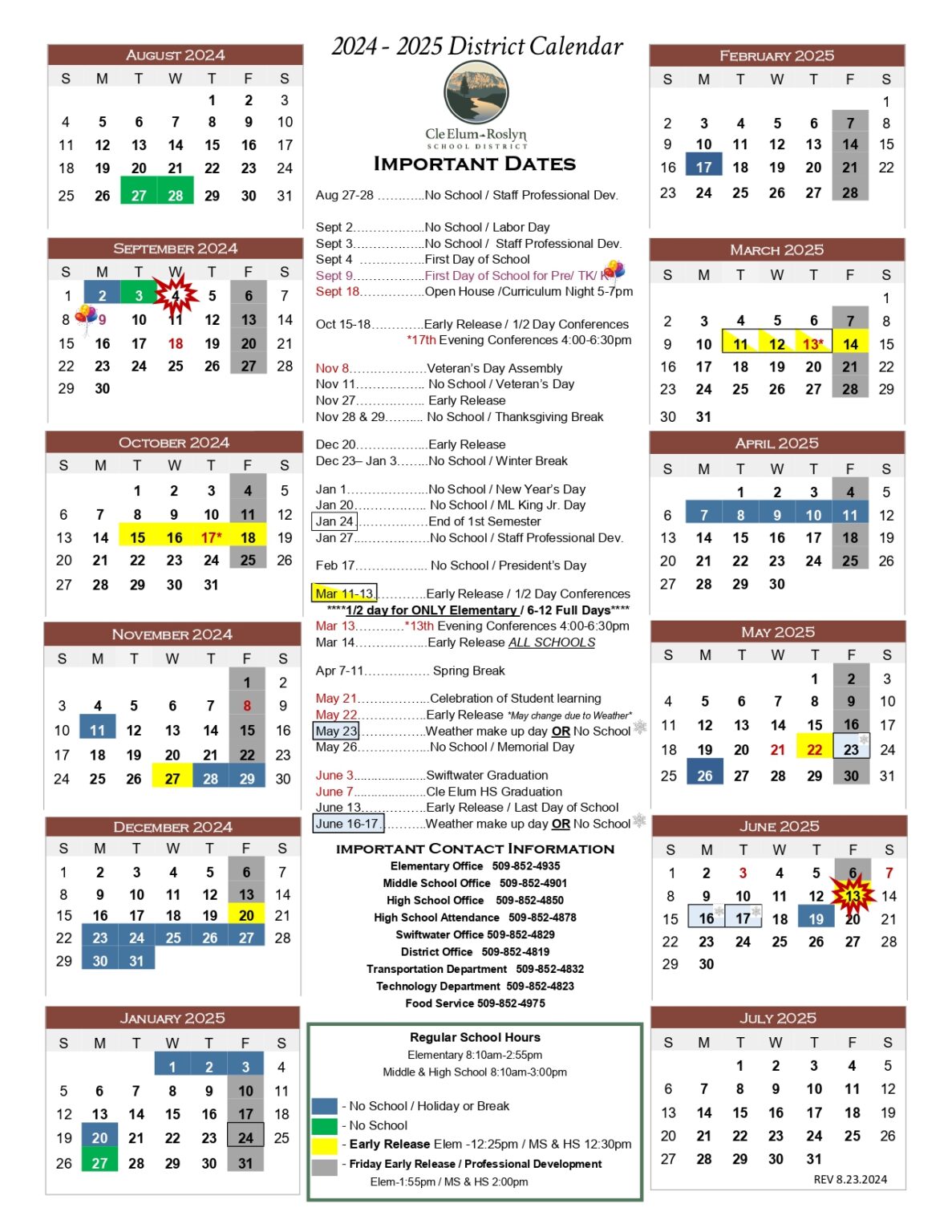 Cle Elum-Roslyn School District wa Calendar 25-26 Revised [PDF] - EduCounty