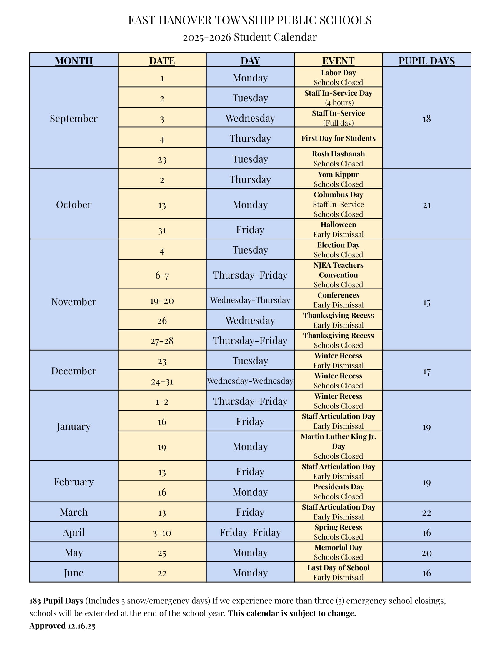 East Hanover Township School District Calendar 25-26 Revised [PDF ...