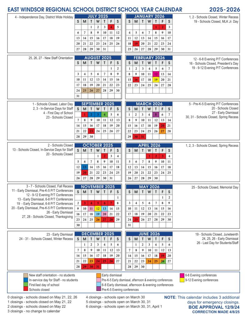 East Windsor Regional School District Calendar 25-26 Revised [PDF ...