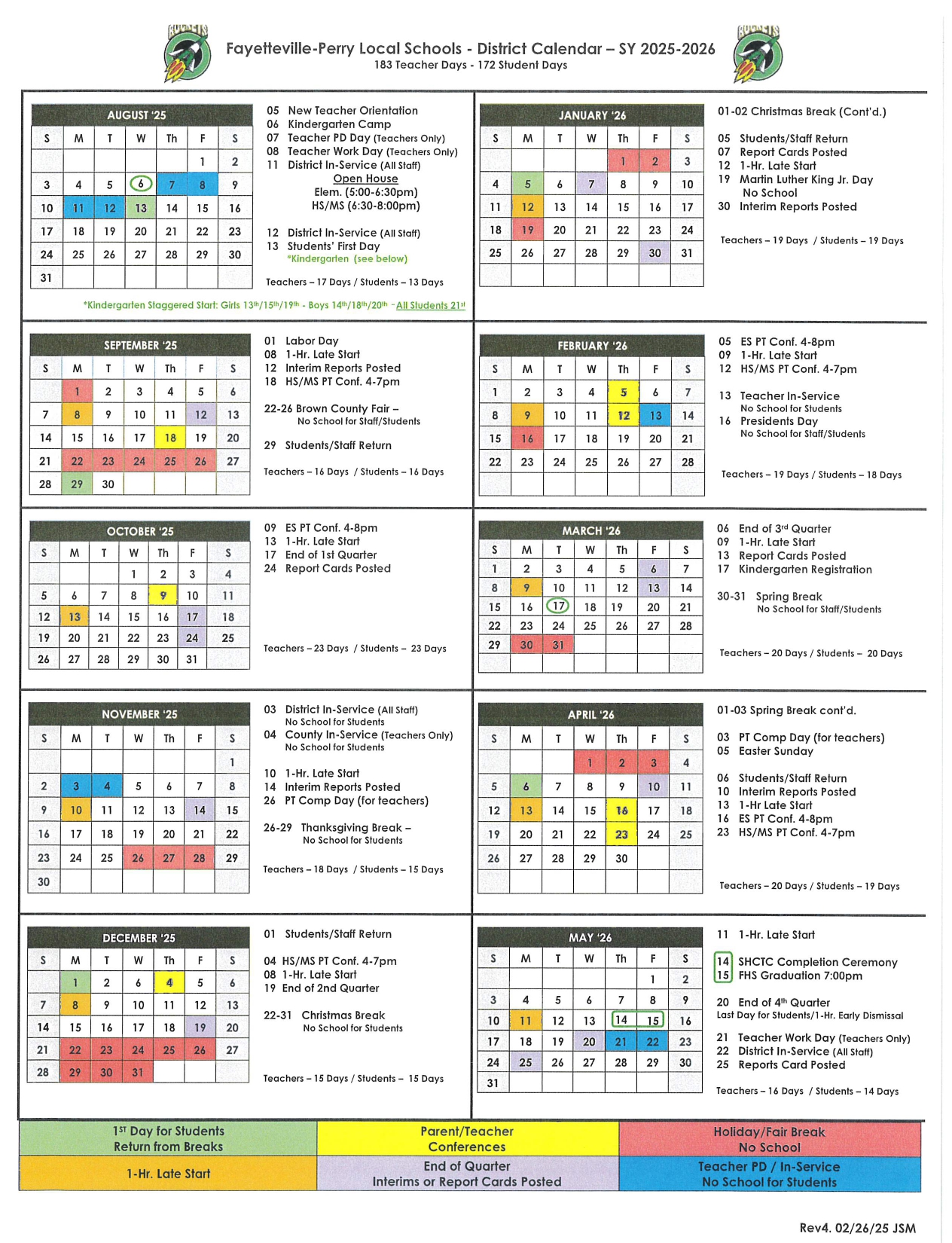 Fayetteville-Perry Local Schools Calendar 25-26 Revised [PDF] - EduCounty