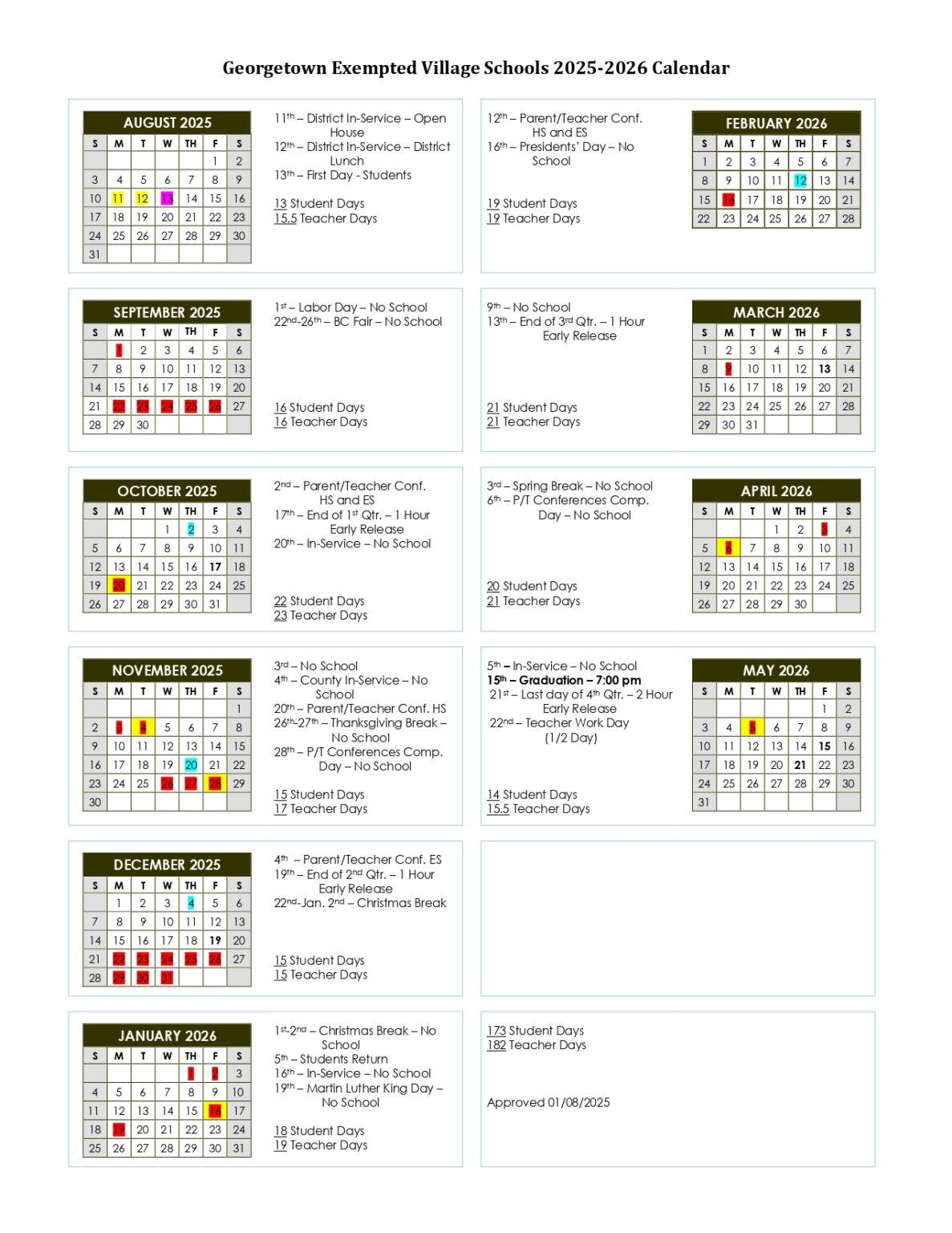 Georgetown Exempted Village Schools Calendar 25-26 Revised [PDF ...