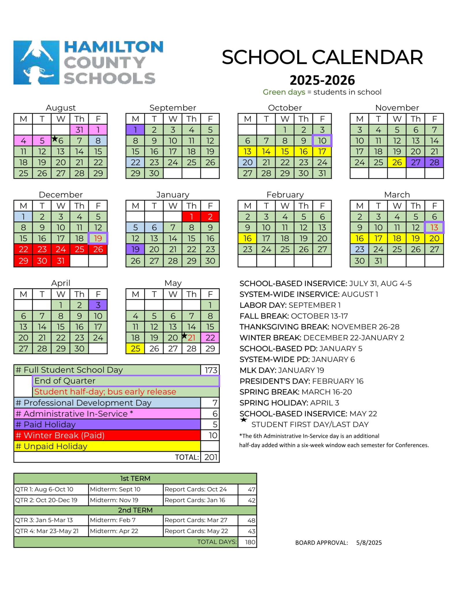 Hamilton County Schools Calendar 25-26 Revised [PDF] - EduCounty