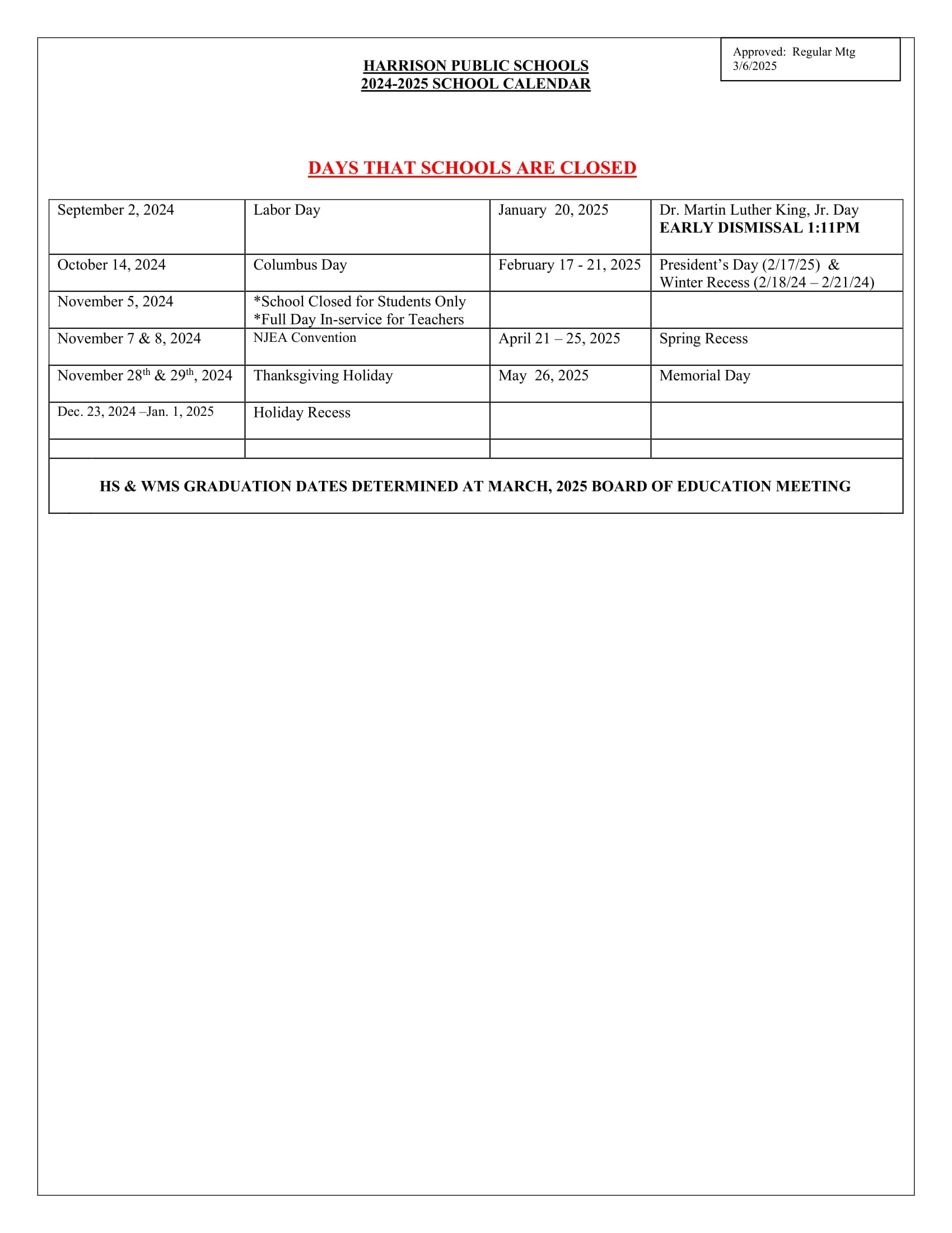 Harrison Public Schools calendar 25-26 Revised [PDF] - EduCounty