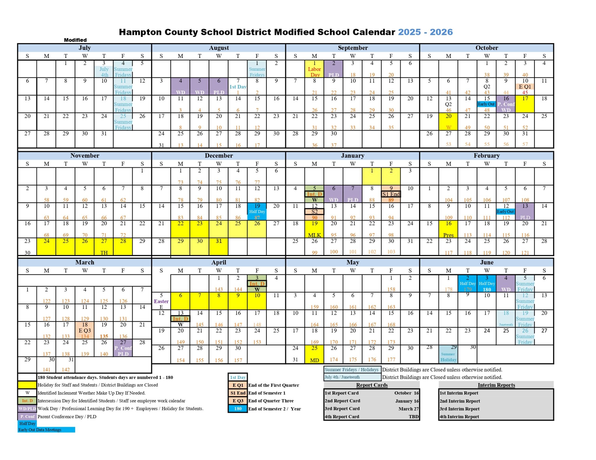 Hampton County sc School district calendar 25-26 Revised [pdf] - EduCounty