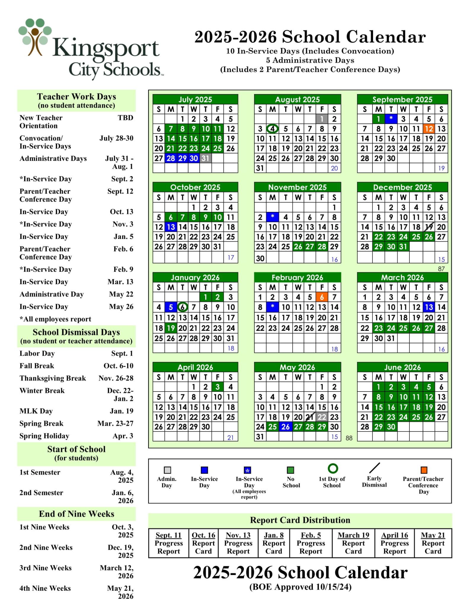 Kingsport City Schools Calendar 25-26 Revised [PDF[ - EduCounty