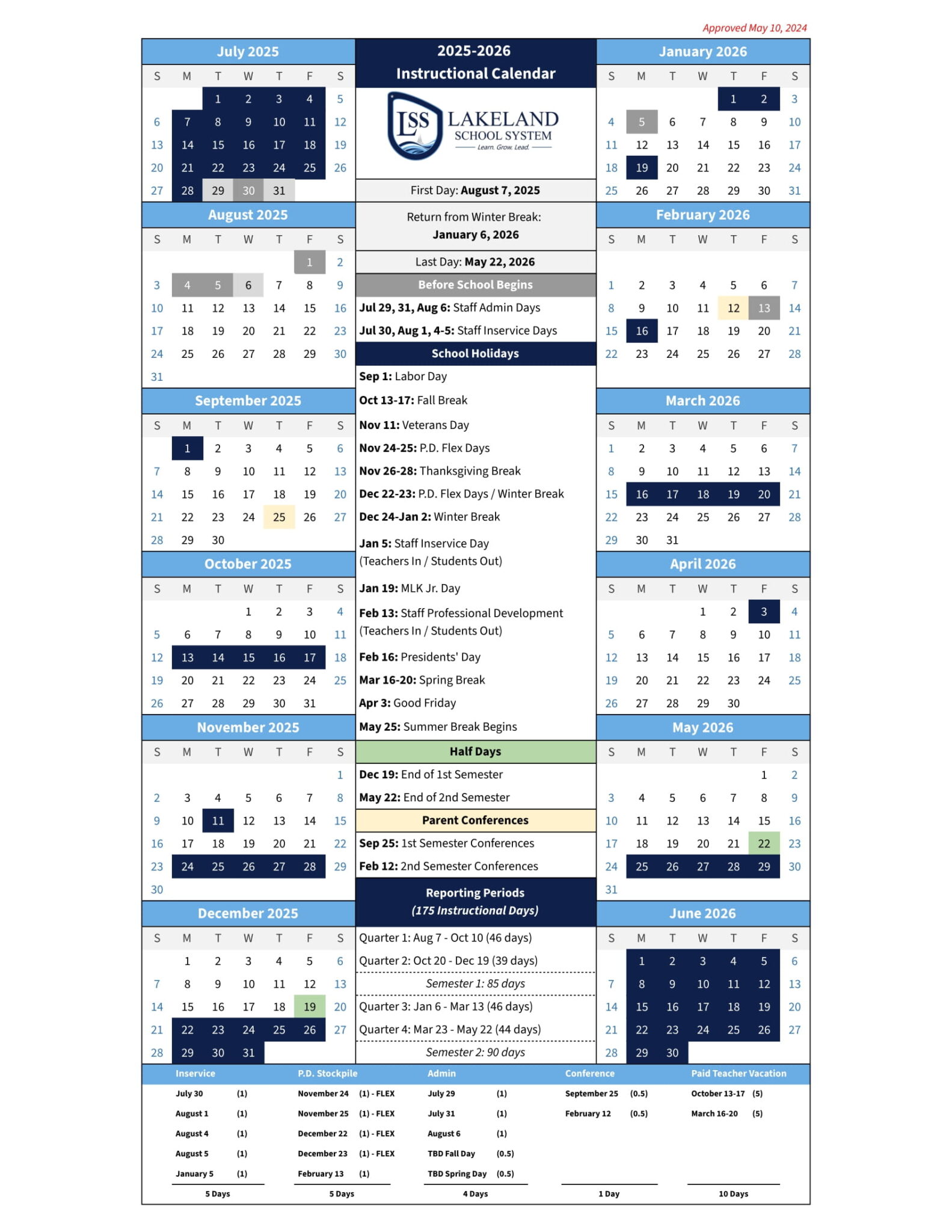 Lakeland School System tn School Calendar 25-26 Revised [PDF] - EduCounty