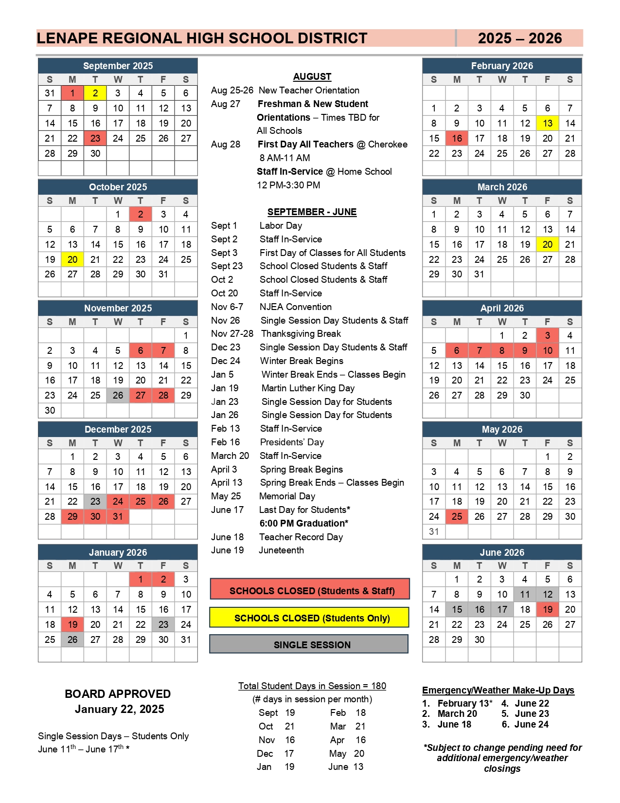 Lenape Reginal High School District Calendar 25-26 Revised [pdf ...