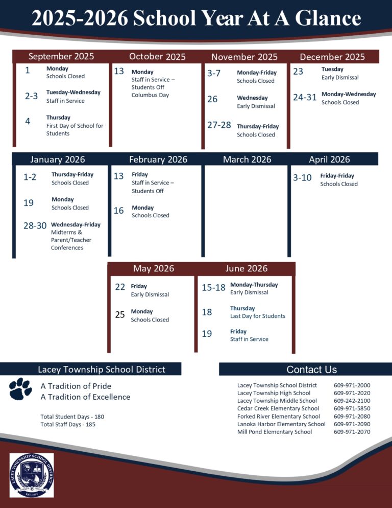 Lacey Township School District Calendar 25-26 Revised [PDF] - EduCounty