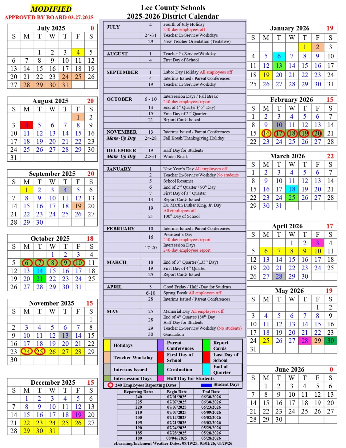 Lee County SC School Calendar 25-26 Revised [PDF] - EduCounty