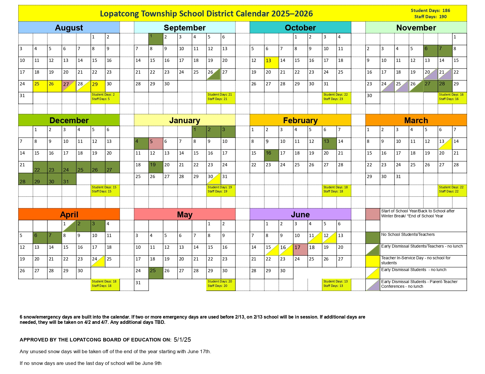 Lopatcong Township School Calendar 25-26 Revised [PDF] - EduCounty