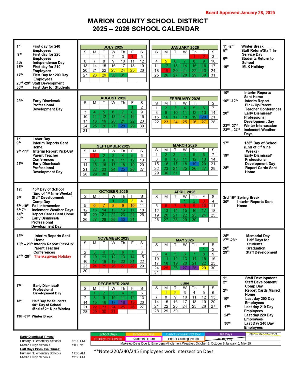Marion County School district Calendar 25-26 Revised [PDF] - EduCounty