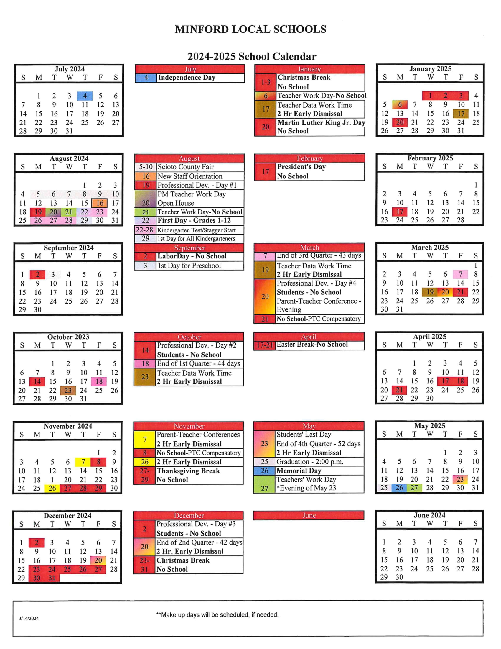 Minford Local Schools Calendar 24-25 Revised [PDF] - EduCounty