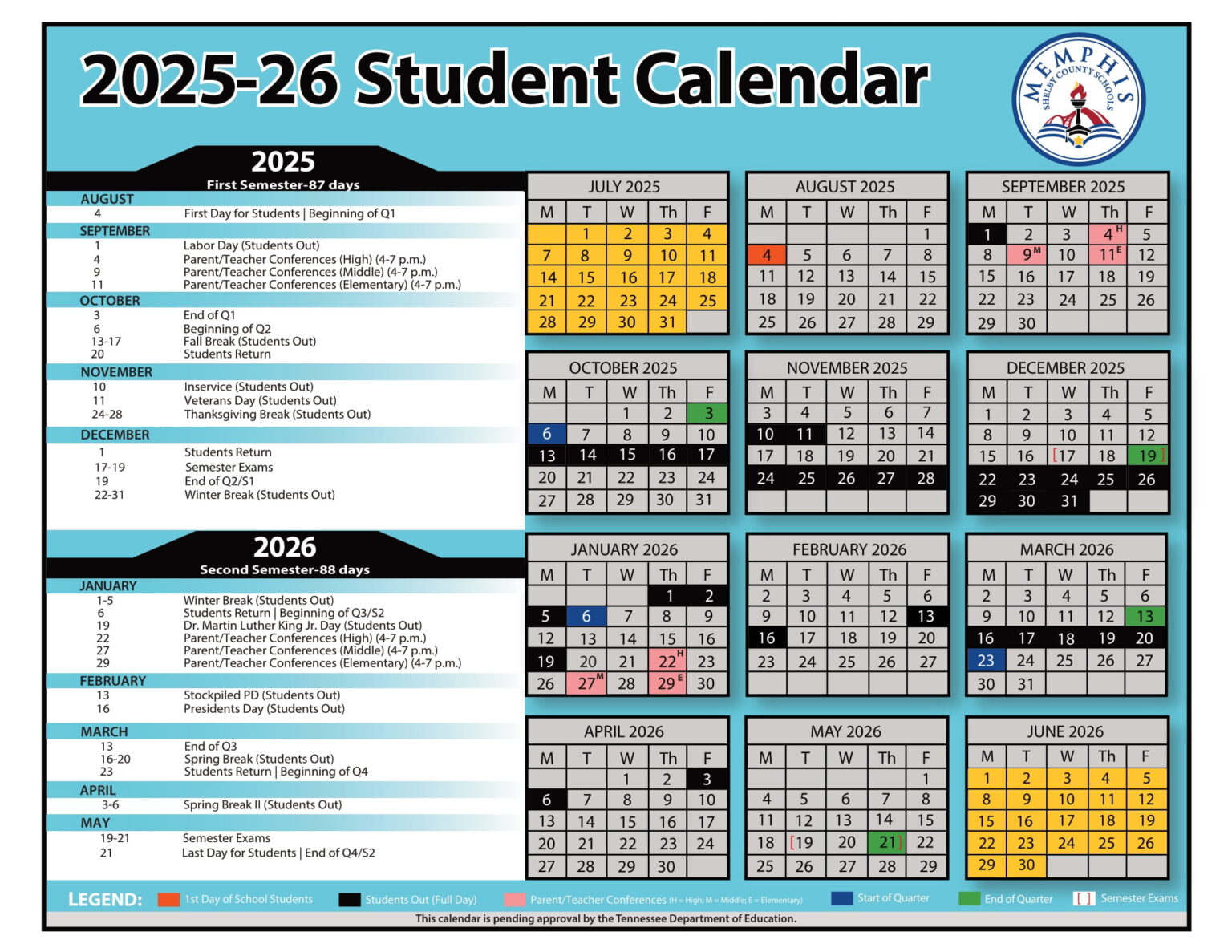Memphis Shelby County Schools Calendar 25-26 Revised [PDF] - EduCounty