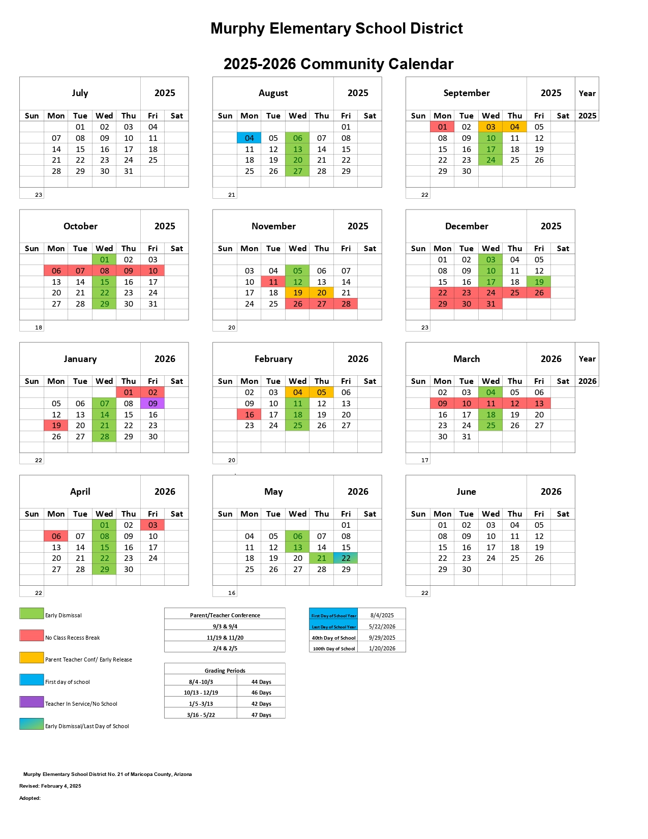 Murphy Elementary School District AZ Calendar 25-26 Revised [PDF ...