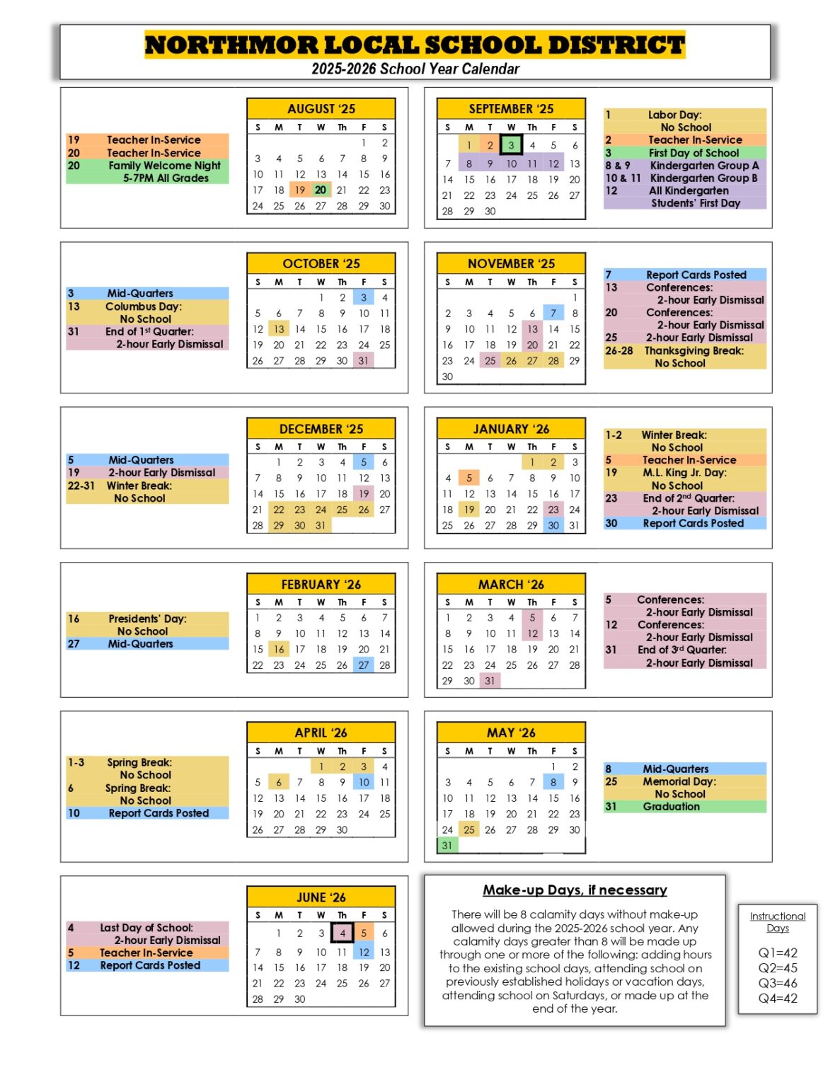 Northmor local schools calendar 25-26 Revised [PDF] - EduCounty