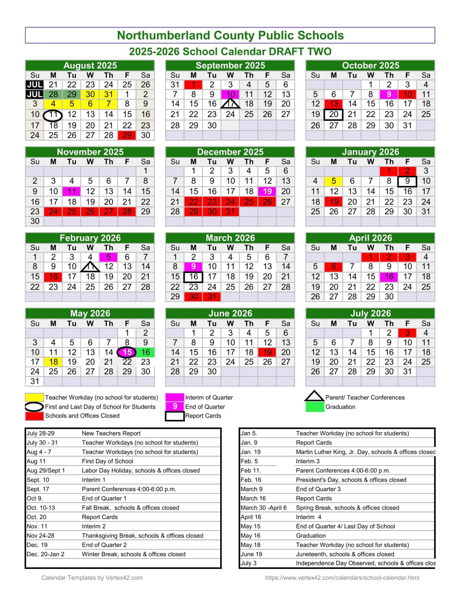 Northumberland County va Public Schools Calendar 25-26 Revised [pdf ...