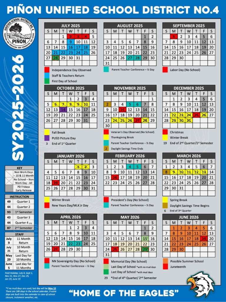 Piñon Unified School District Calendar 25-26 Revised [PDF] - EduCounty