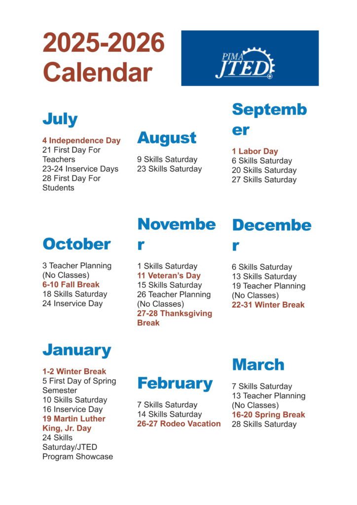 Pima JTED School Calendar 25-26 Revised [PDF] - EduCounty