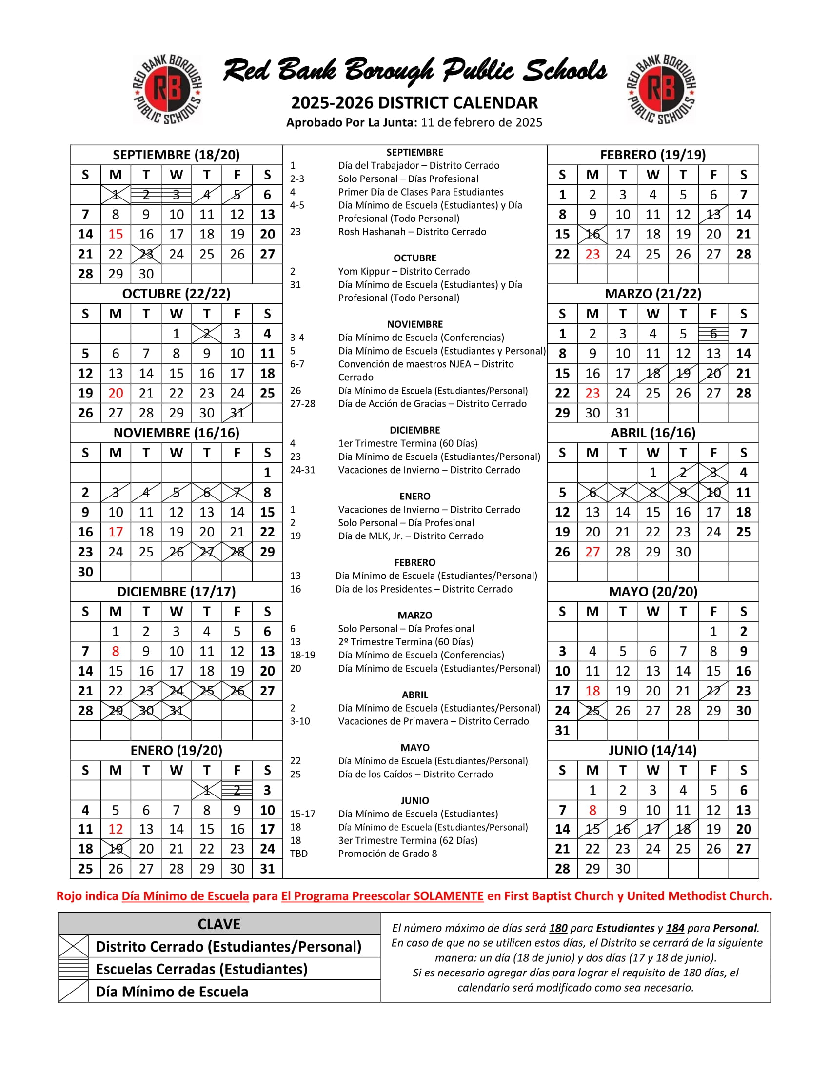 Red Bank Borough Public Schools Calendar 25-26 Revised [PDF] - EduCounty