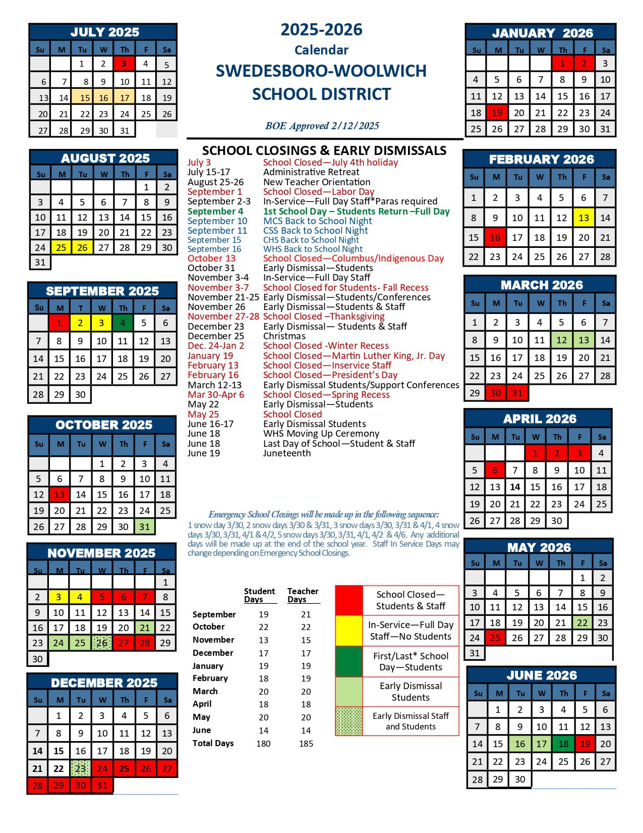 Swedesboro-Woolwich School District Calendar 25-26 Revised [PDF ...