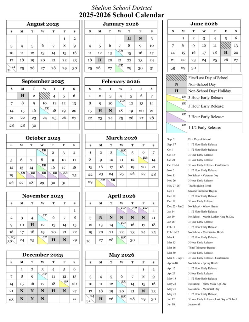 Shelton School District wa Calendar 25-26 Revised [PDF] - EduCounty