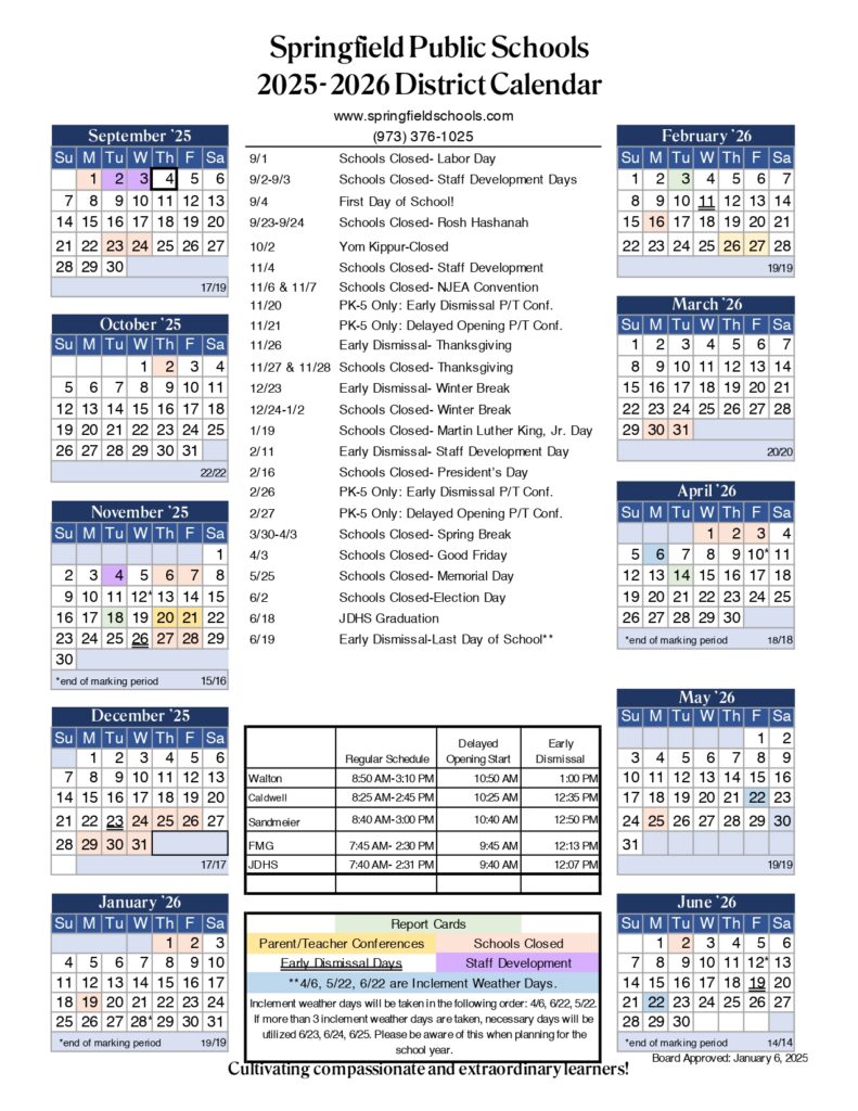 Springfield Public Schools Calendar 25-26 Revised [PDF] - EduCounty